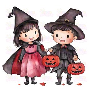 20 Children Dressed as Vampires Clipart | Kawaii Halloween Trick-or ...