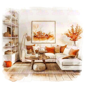 20 Cozy Fall Scenes Watercolor Clipart | Autumn Scenery Art | Rustic ...