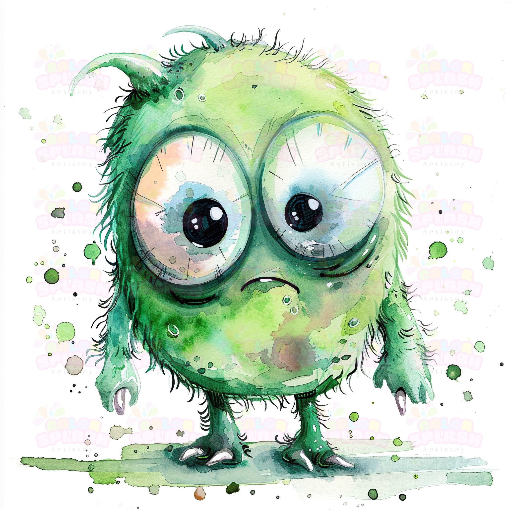 18 Green Monster Mash Art Cute Monster Print for Halloween Decor ...