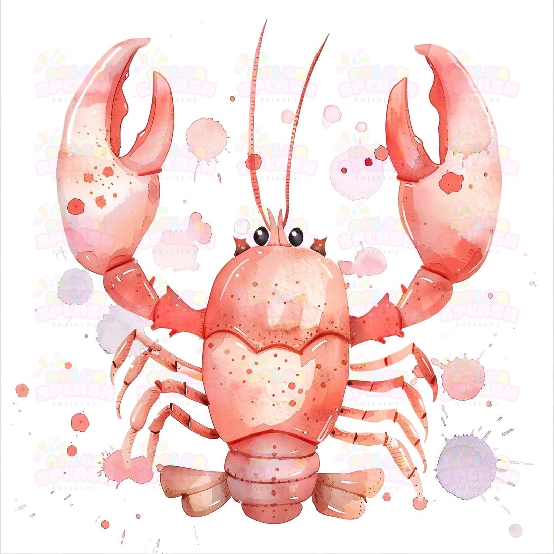 17 Adorable Pastel Cute Lobster Illustration | Friendly Lobster Clipart ...