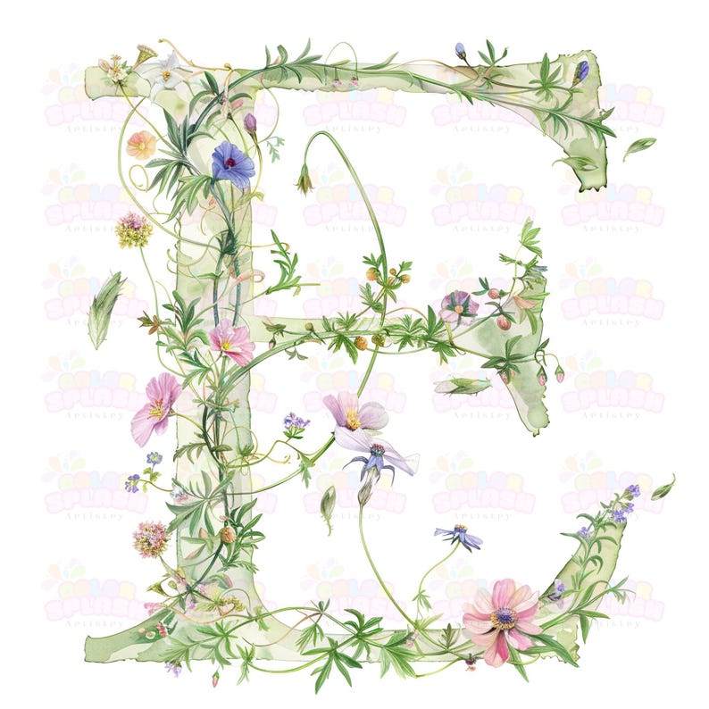 27 Watercolor Floral Alphabet Letters - Wildflower Garland Initials Art ...
