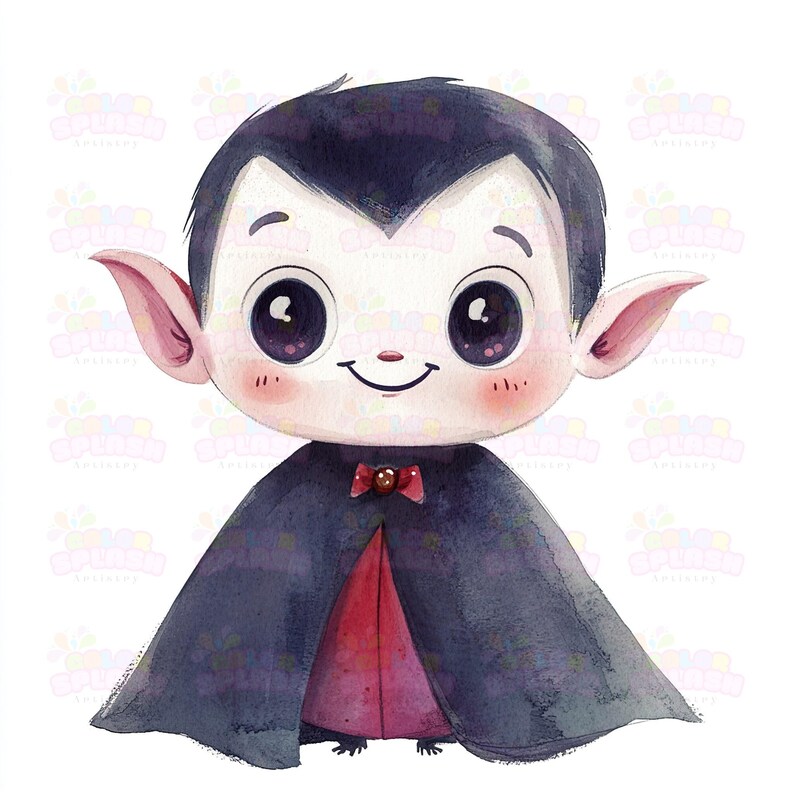 14 Cute Dracula Clipart | Friendly Watercolor Vampire in Classic Cape ...