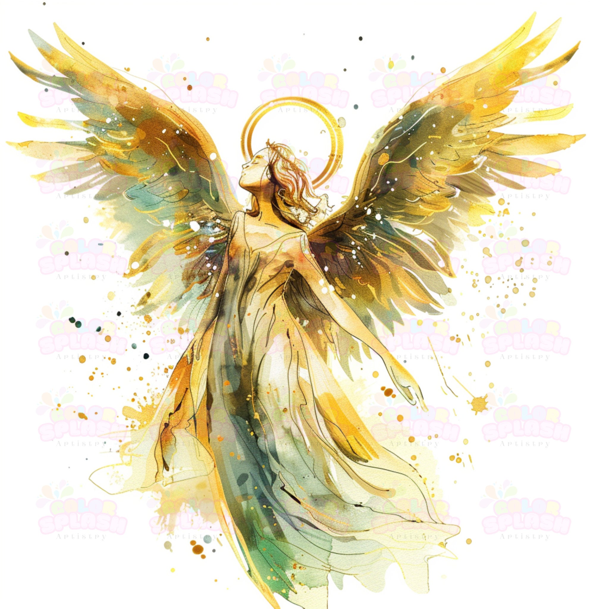 19 Watercolor Angel Clipart, Angel W/ Golden Halo, Cute Angel ...