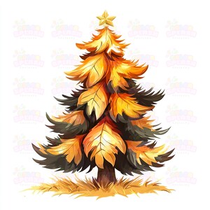 19 Yellow Christmas Tree Clipart | High Resolution Watercolor Vector ...