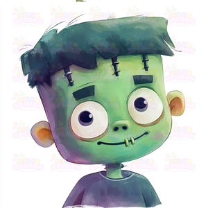 14 Cute Frankenstein Clipart | Green Monster With Bolts | Playful ...