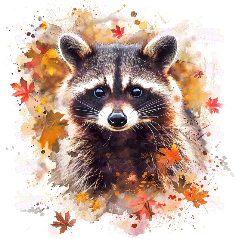15 Cute Fall Raccoon Clipart | Autumn Animal Printable Art | Digital ...