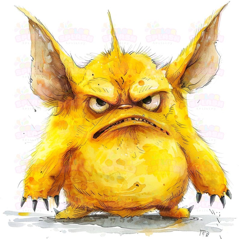 19 Playful Yellow Monster Art Print | Cute Monster Illustration for ...