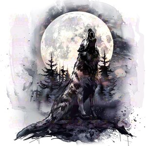 20 Werewolf Howling at the Moon | Spooky Night Art Print | Halloween ...