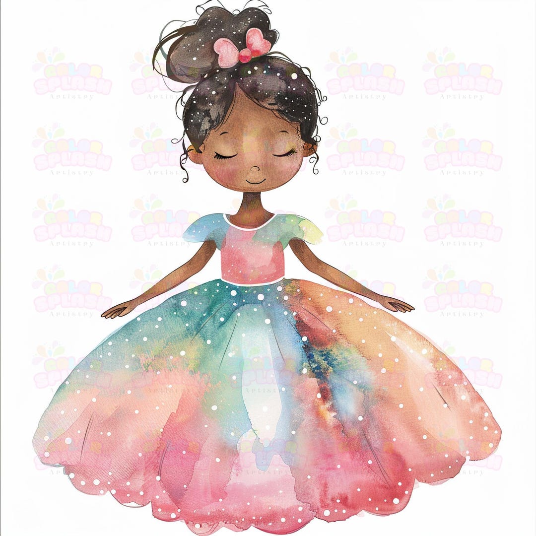15 Kawaii Dark-skinned Princess Girl Clipart | Cute Happy Princess ...