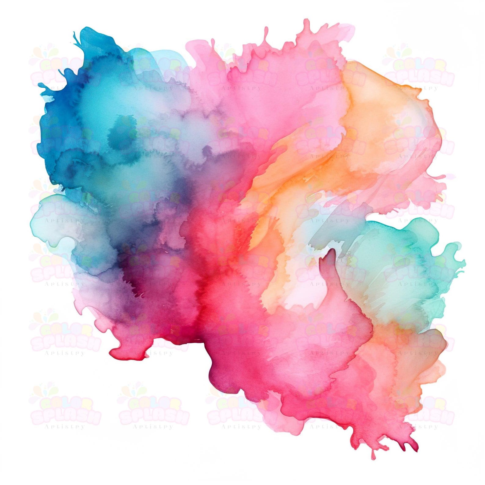 16 Pink Watercolor Spots | Digital Splatter Art for Crafting ...
