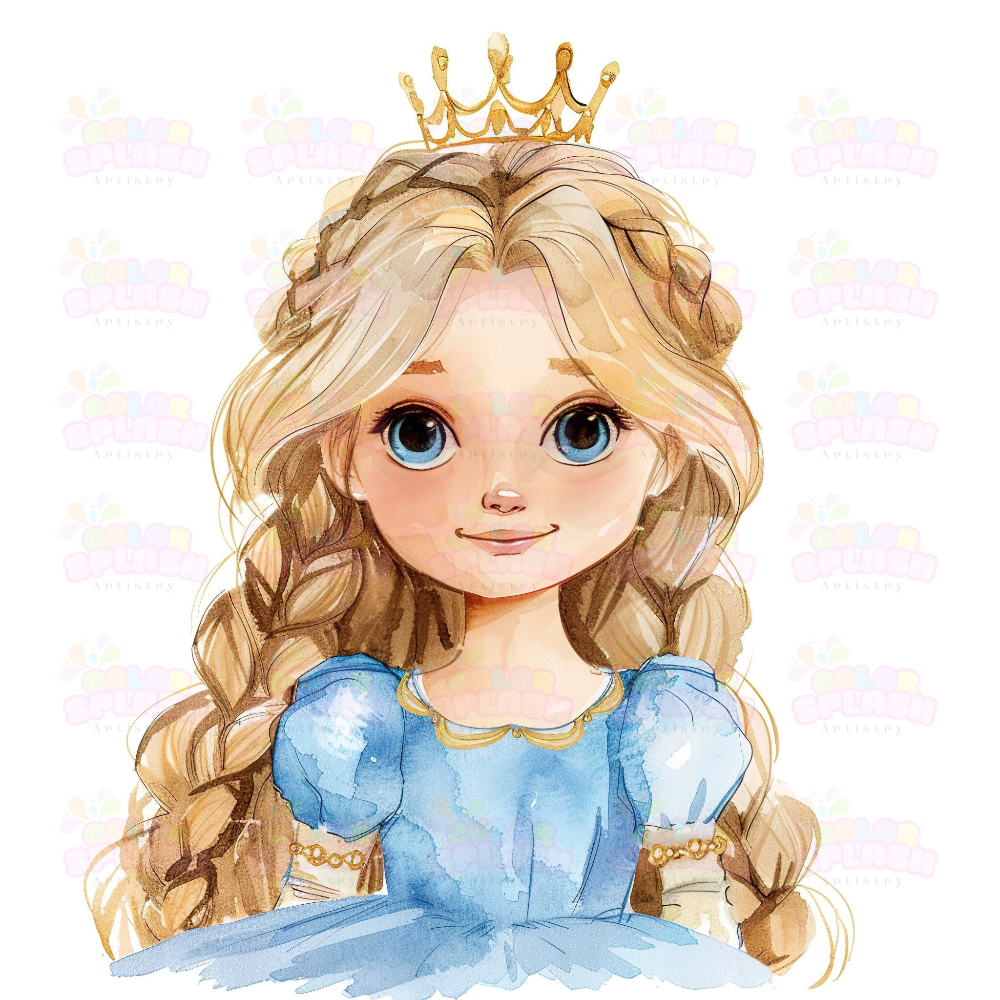 12 Child Princess Watercolor Illustration, Cute Princess Tiara ...
