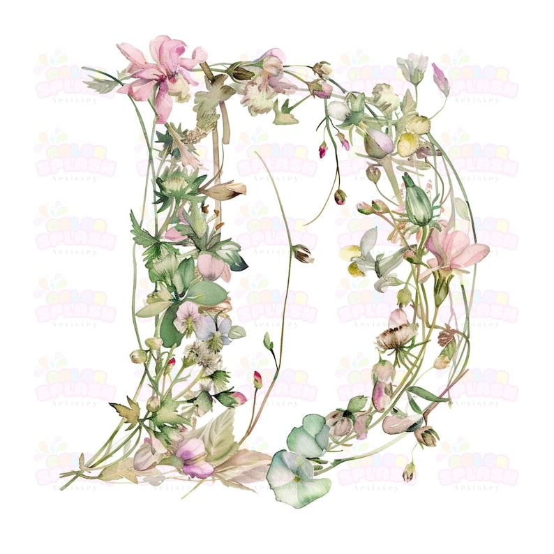27 Watercolor Floral Alphabet Letters - Wildflower Garland Initials Art ...