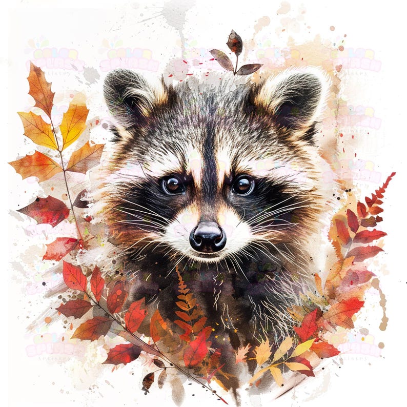 15 Cute Fall Raccoon Clipart | Autumn Animal Printable Art | Digital ...