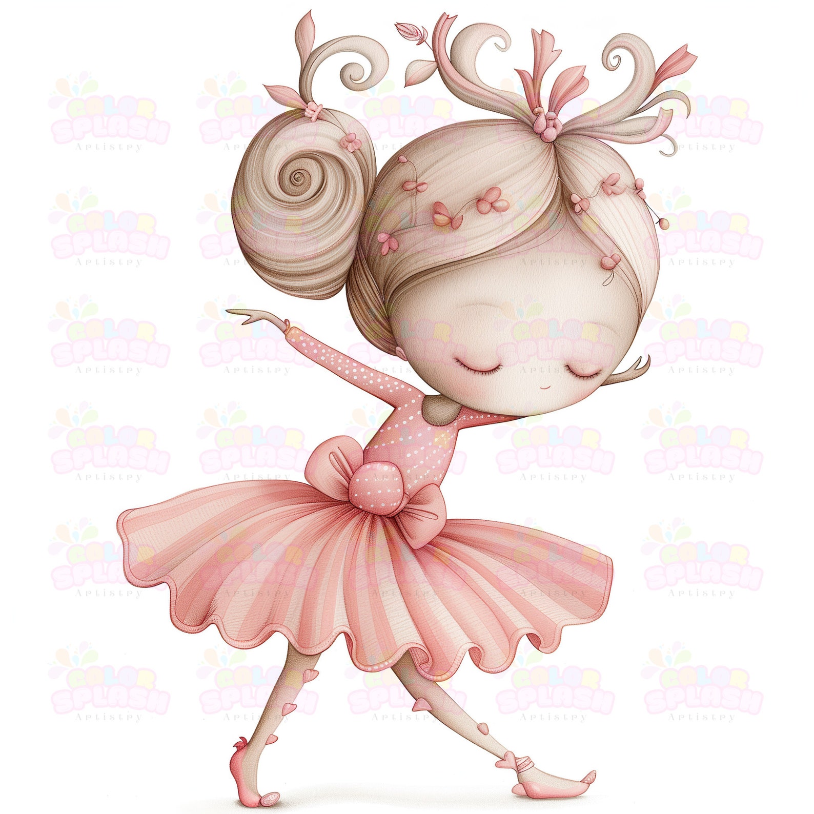 14 Whimsical Ballerina Girl Dancing Clipart, Pink Ballet Dress, Light ...