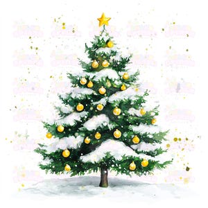 19 Yellow Christmas Tree Clipart | High Resolution Watercolor Vector ...