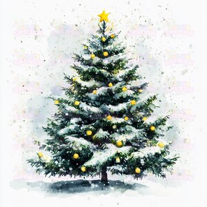 19 Yellow Christmas Tree Clipart | High Resolution Watercolor Vector ...