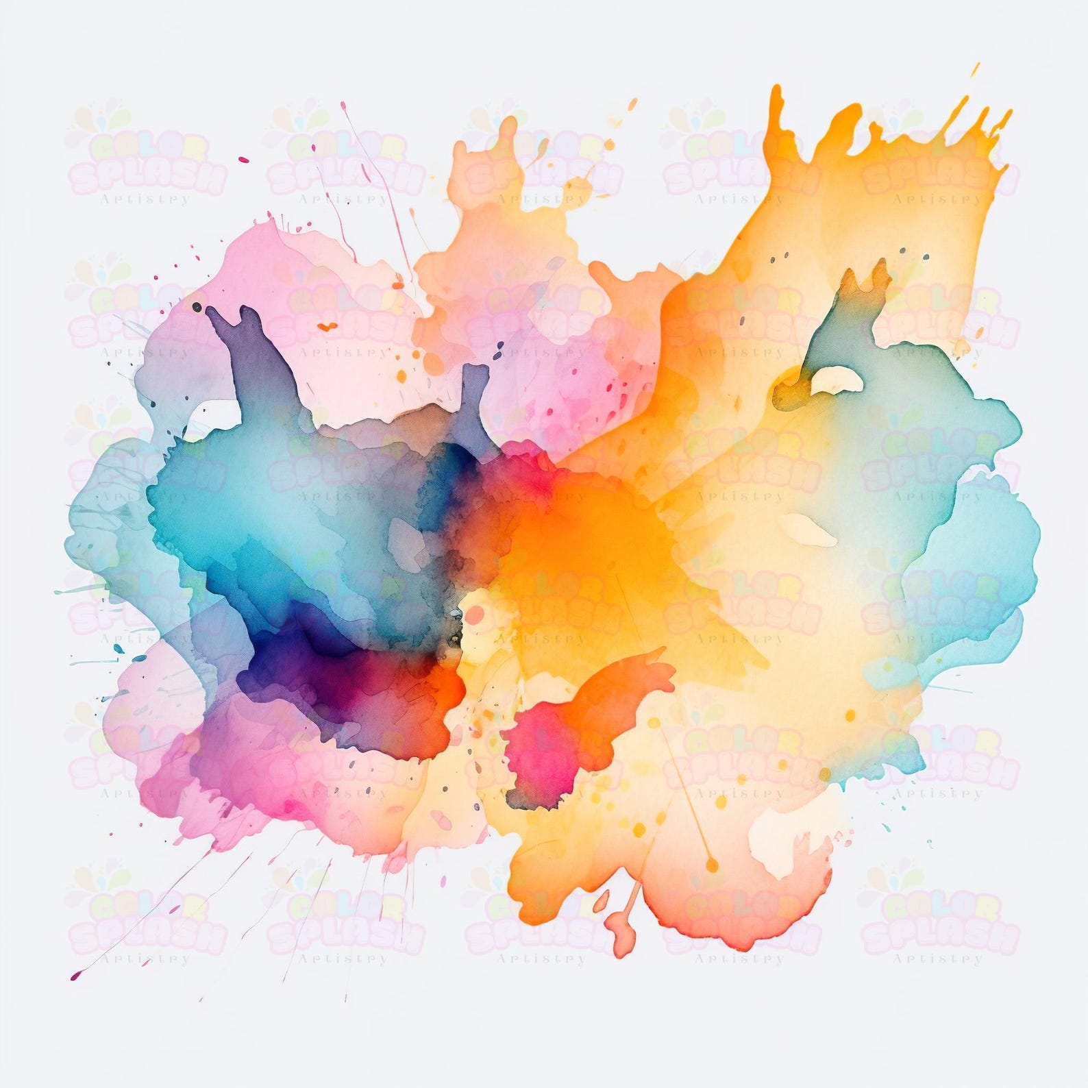 16 Pink Watercolor Spots Digital Splatter Art for Crafting Printable ...