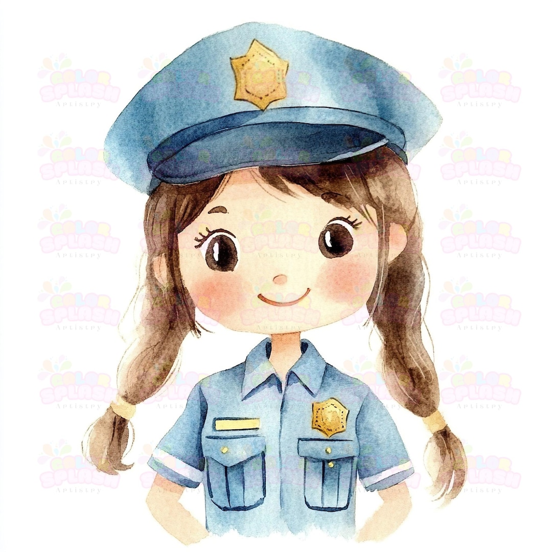 15 Cute Police Woman Minimalist Art | Happy Police Officer Clipart ...