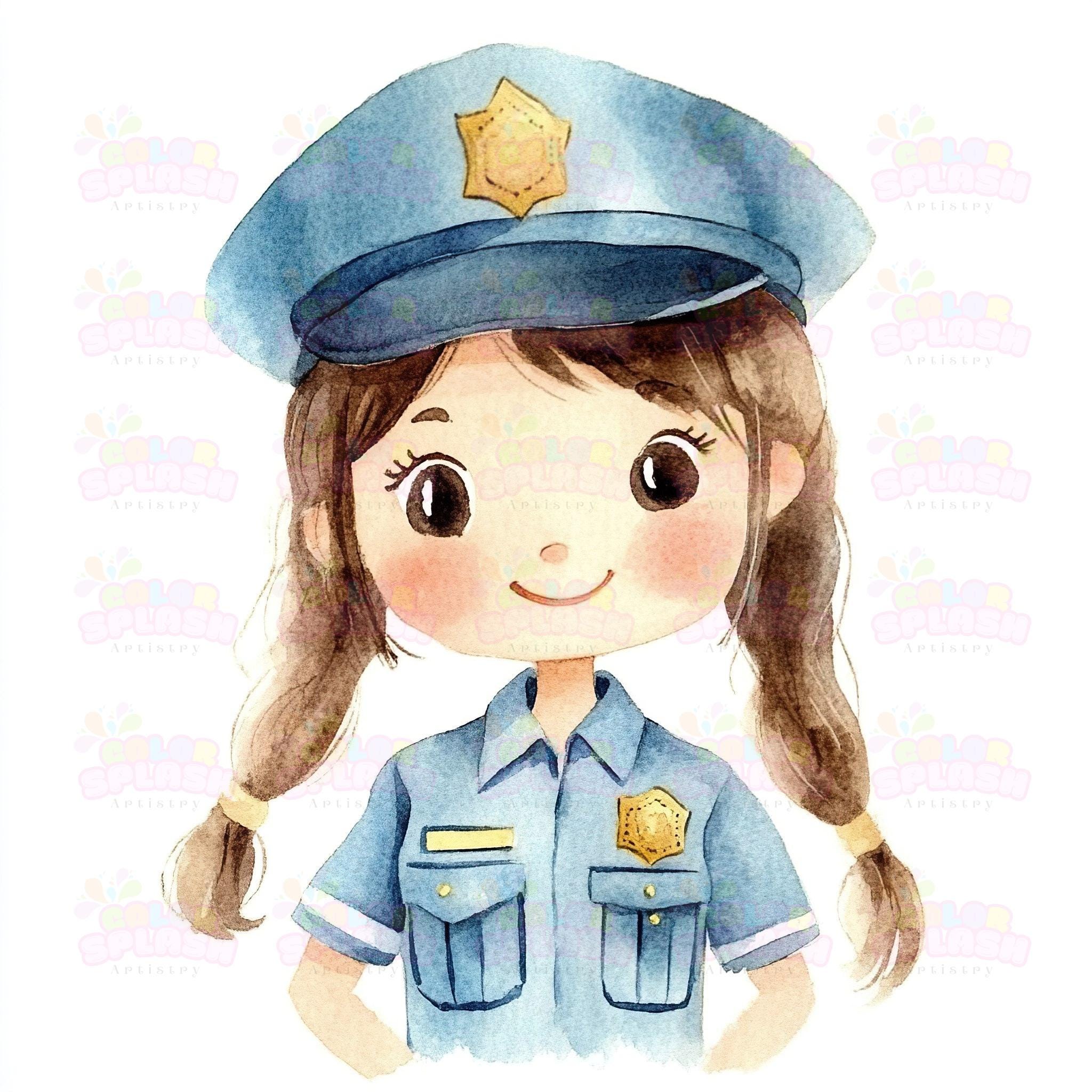 15 Cute Police Woman Minimalist Art | Happy Police Officer Clipart ...