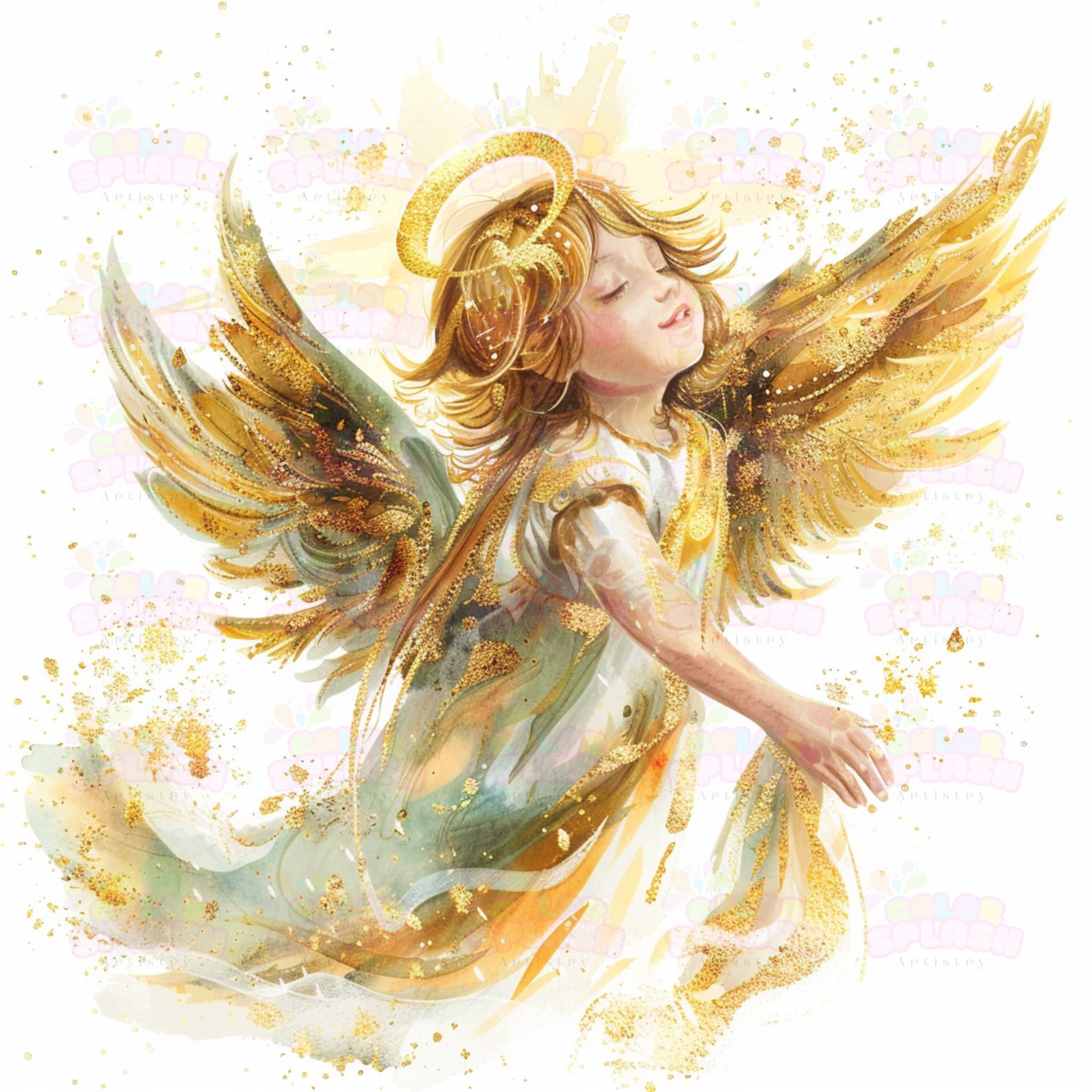 19 Watercolor Angel Clipart, Angel W/ Golden Halo, Cute Angel ...