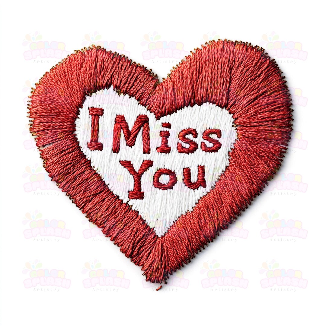 10 I Miss You Heart Embroidery Applique | Red Heart With I Miss You ...