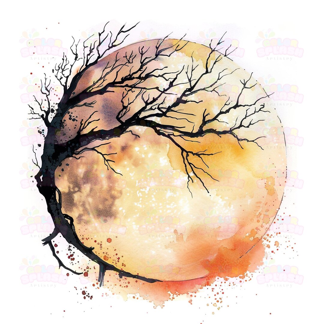 14 Beautiful Harvest Moon Art Clipart | Rustic Fall Decor and Autumn ...