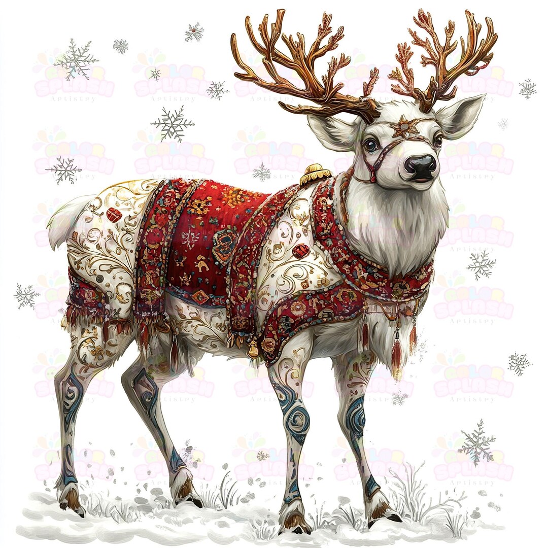 16 Detailed Santa's Reindeer Clipart | Cute Holiday Reindeer Graphics ...