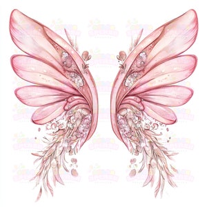 12 Light Pink Fairy Wings Clipart, Watercolor Nursery Art, Cute Fairy ...