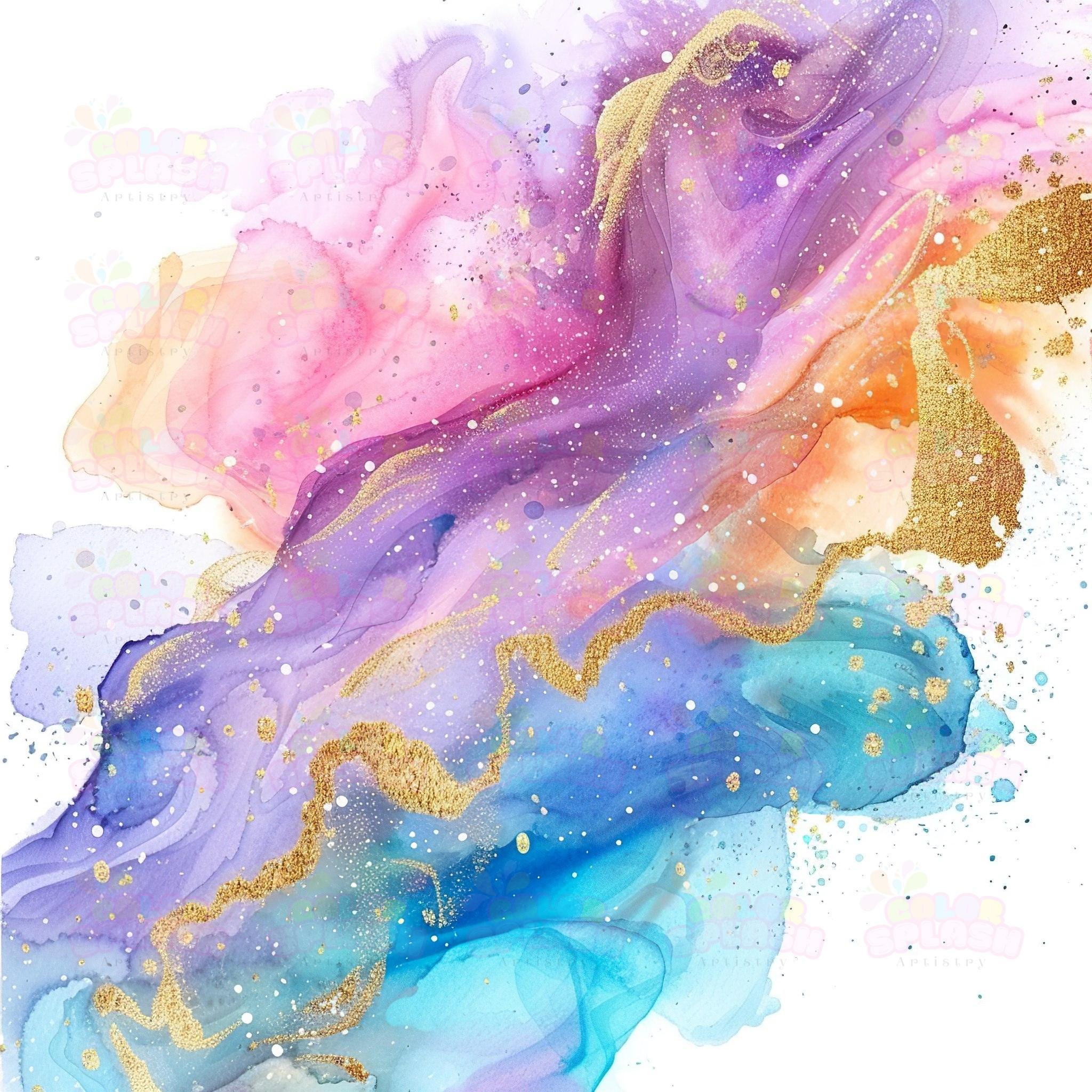 12 Pastel Color Flash Art With Golden Glittering | Shimmery Glitter ...