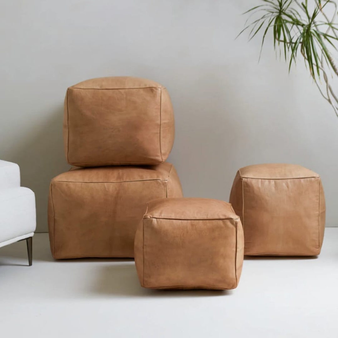 Amazing Moroccan Leather Pouf Ottoman Hassock Covers Genuine - Etsy
