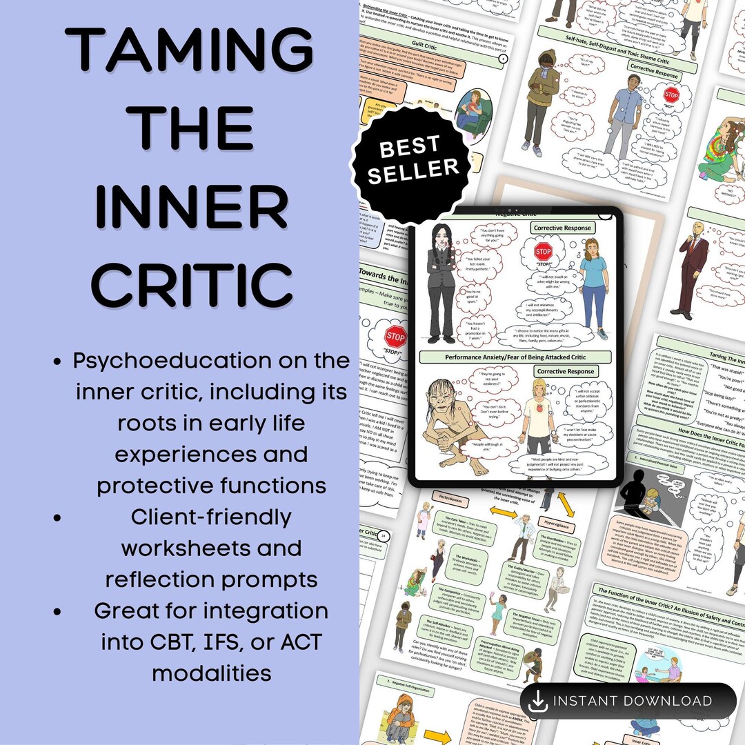 Inner Critic Workbook, Therapy Worksheet, Self Help, Internal Family ...
