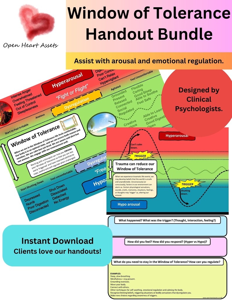 Window of Tolerance Handout Bundle - Etsy