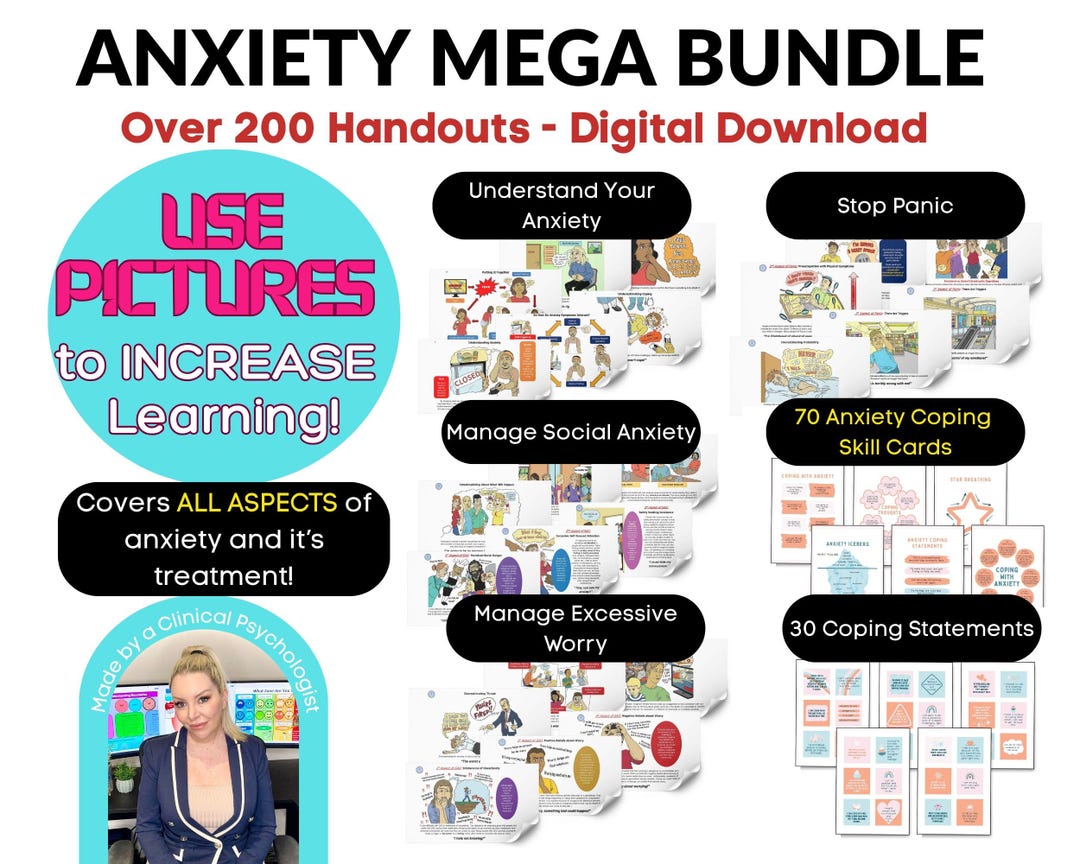 Anxiety Mega Bundle, Anxiety Worksheets, Anxiety Coping Skill ...