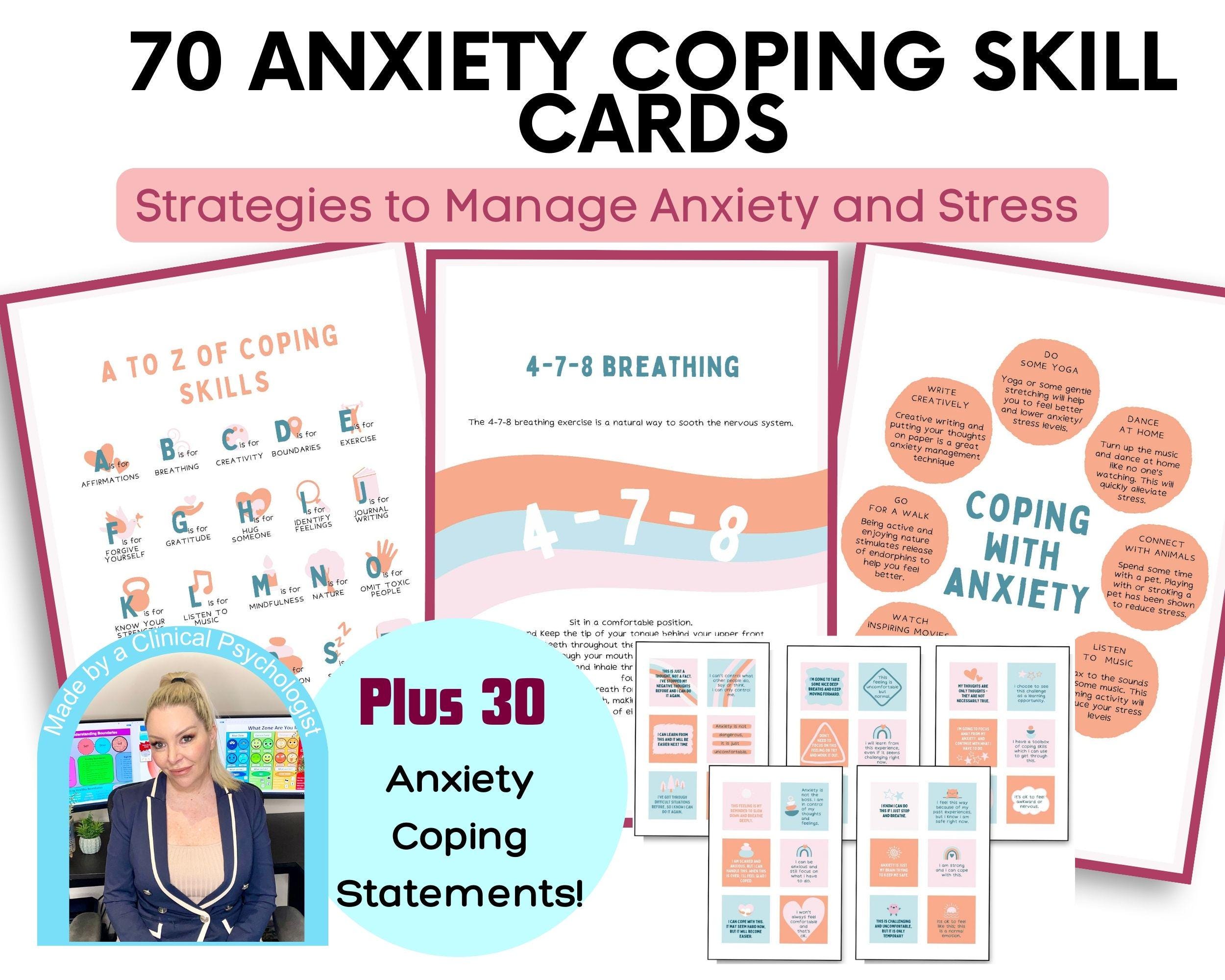 Anxiety Coping Skill Flashcard, Anxiety Relief, Panic Attack, Self-help ...