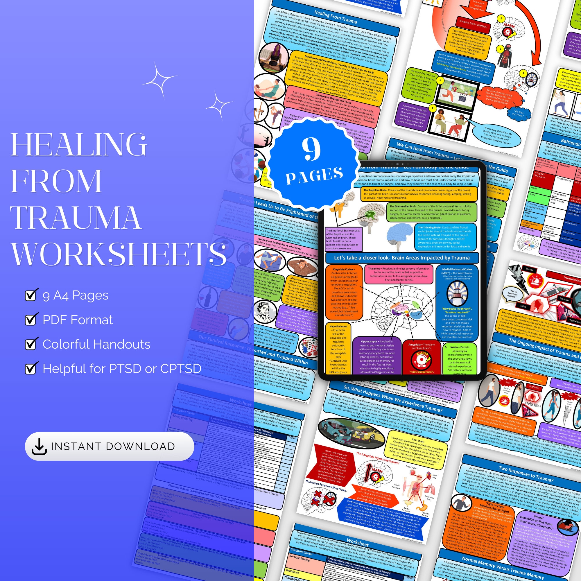 Trauma Therapy Bundle PTSD Worksheet, Anxiety Relief, CBT Sheets ...