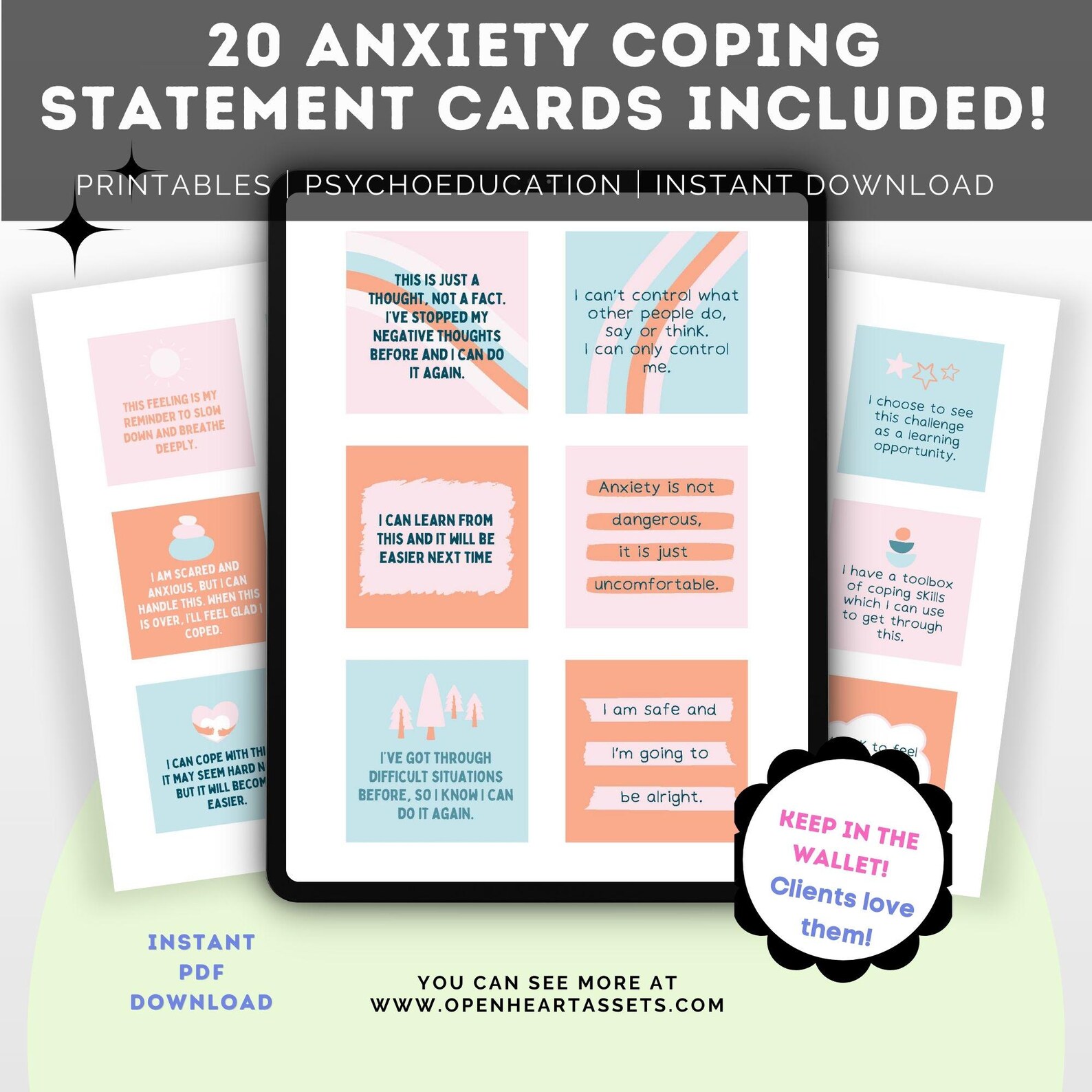 Anxiety Coping Skill Flashcard, Anxiety Relief, Panic Attack, Self-help ...