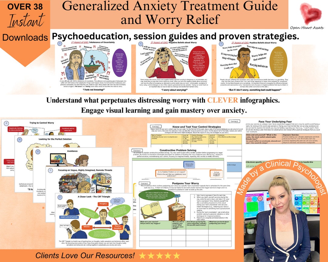 Generalized Anxiety CBT and Worry Worksheets, Anxiety Coping, Anxiety ...