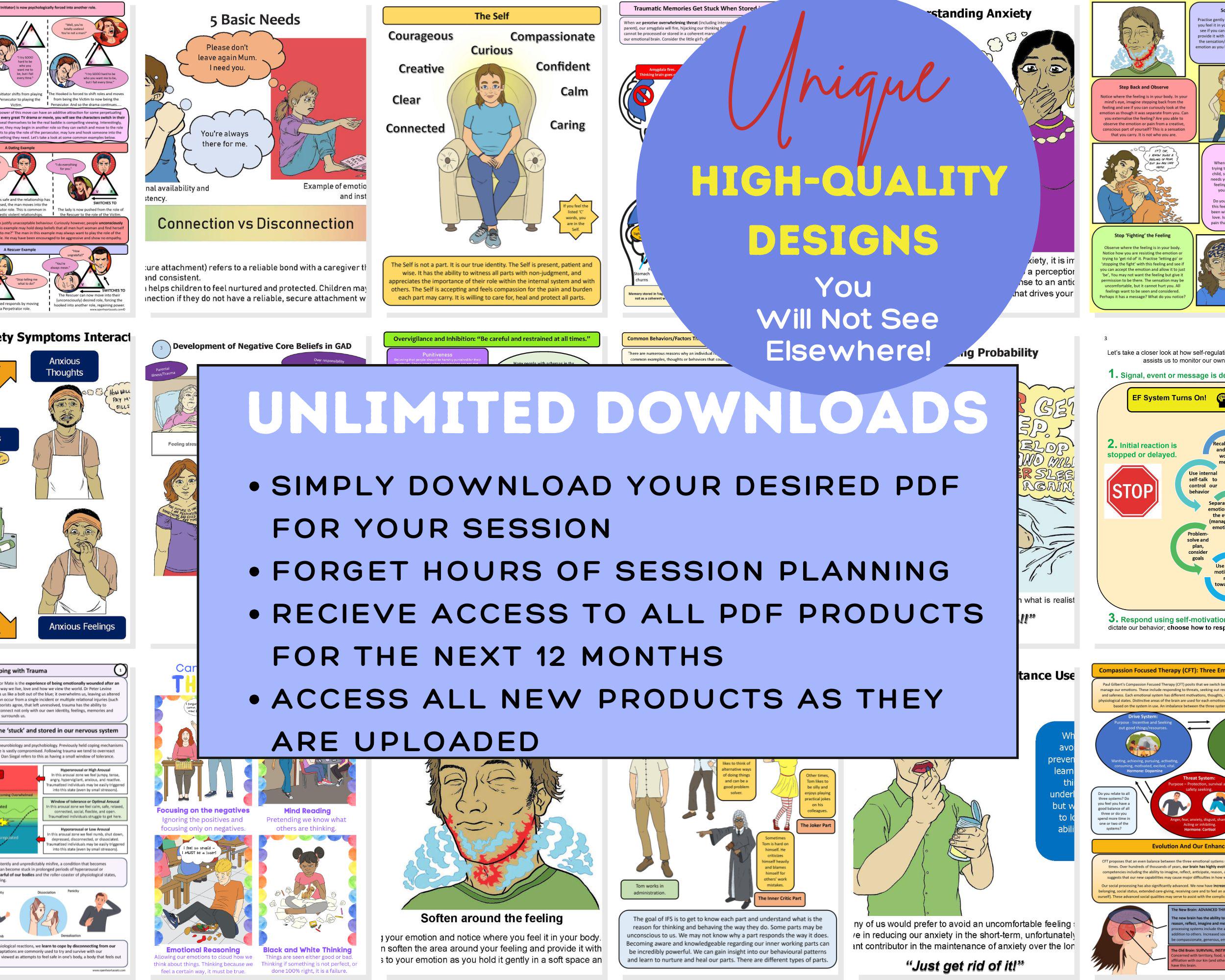Whole Shop Mega Therapy Bundle, Anxiety, Depression, Trauma, PTSD, CBT ...