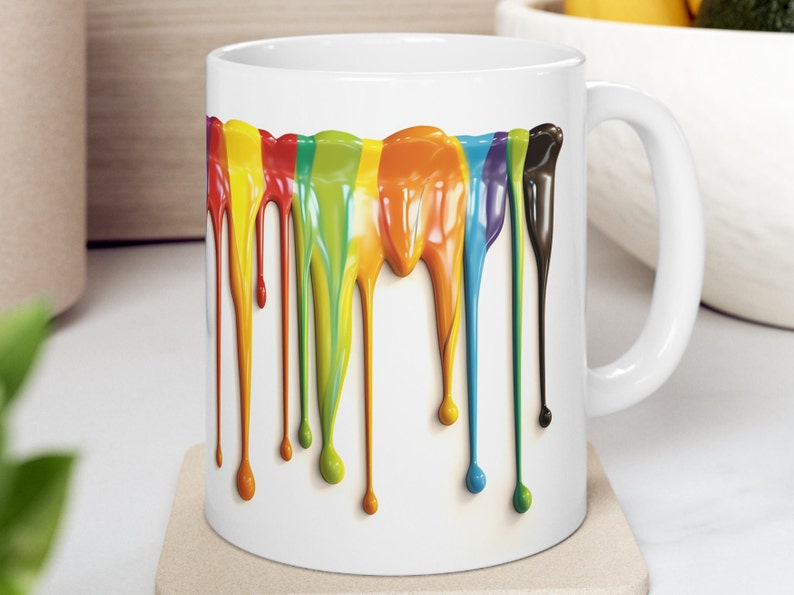 Coffee Mug Dripping Rainbow Paint Colors Designer Mug Gay Pride Gift ...