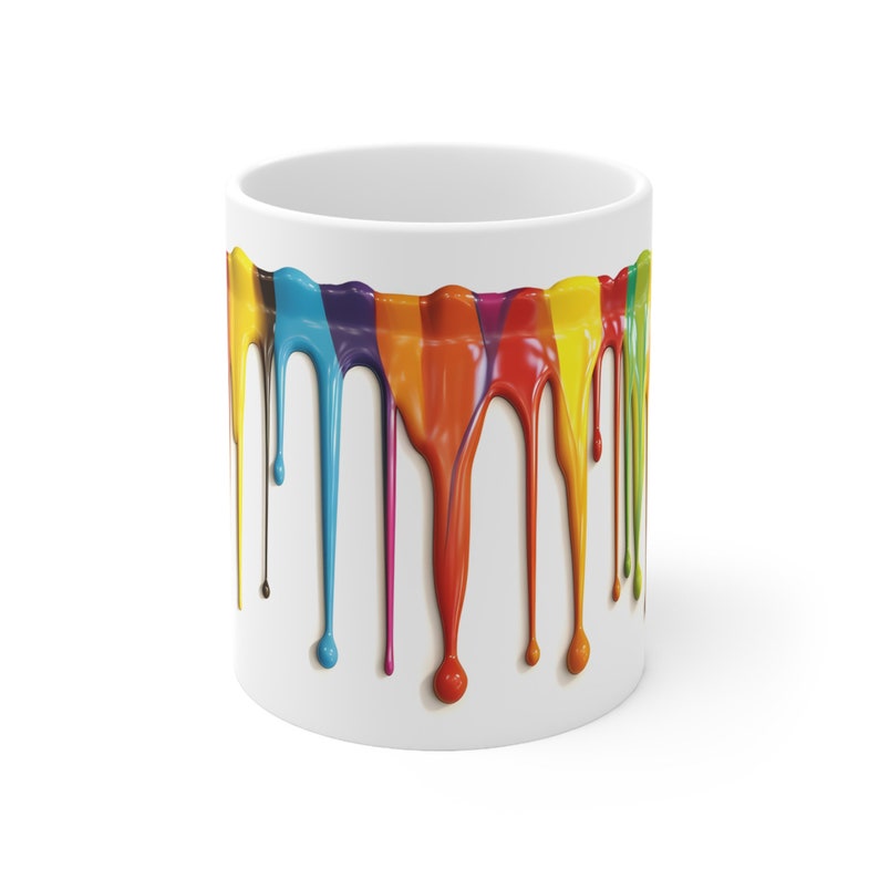 Coffee Mug Dripping Rainbow Paint Colors Designer Mug Gay Pride Gift ...