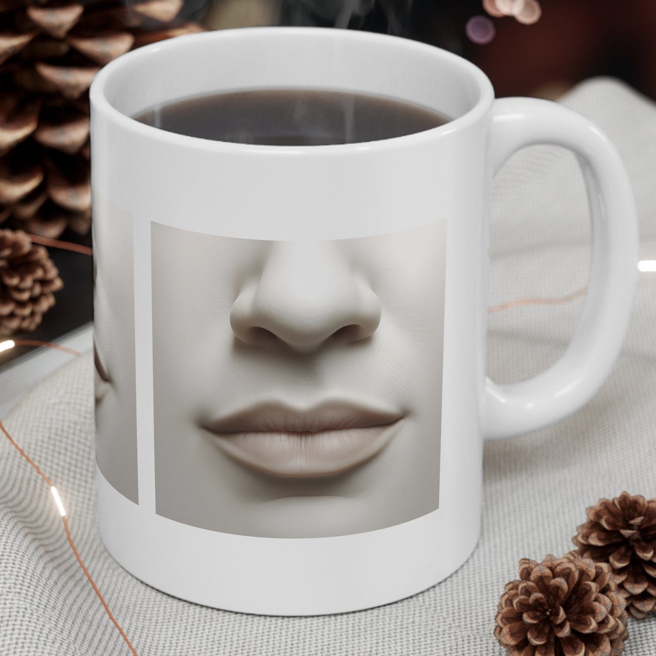 Coffee Mug Man's Face Features Nose Lips Pop Art Original Designer Gift ...