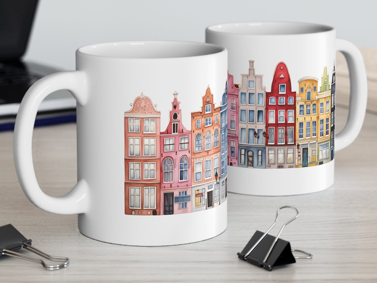 Coffee Mug Amsterdam Canal Houses Pastel Watercolor Designer Gift ...