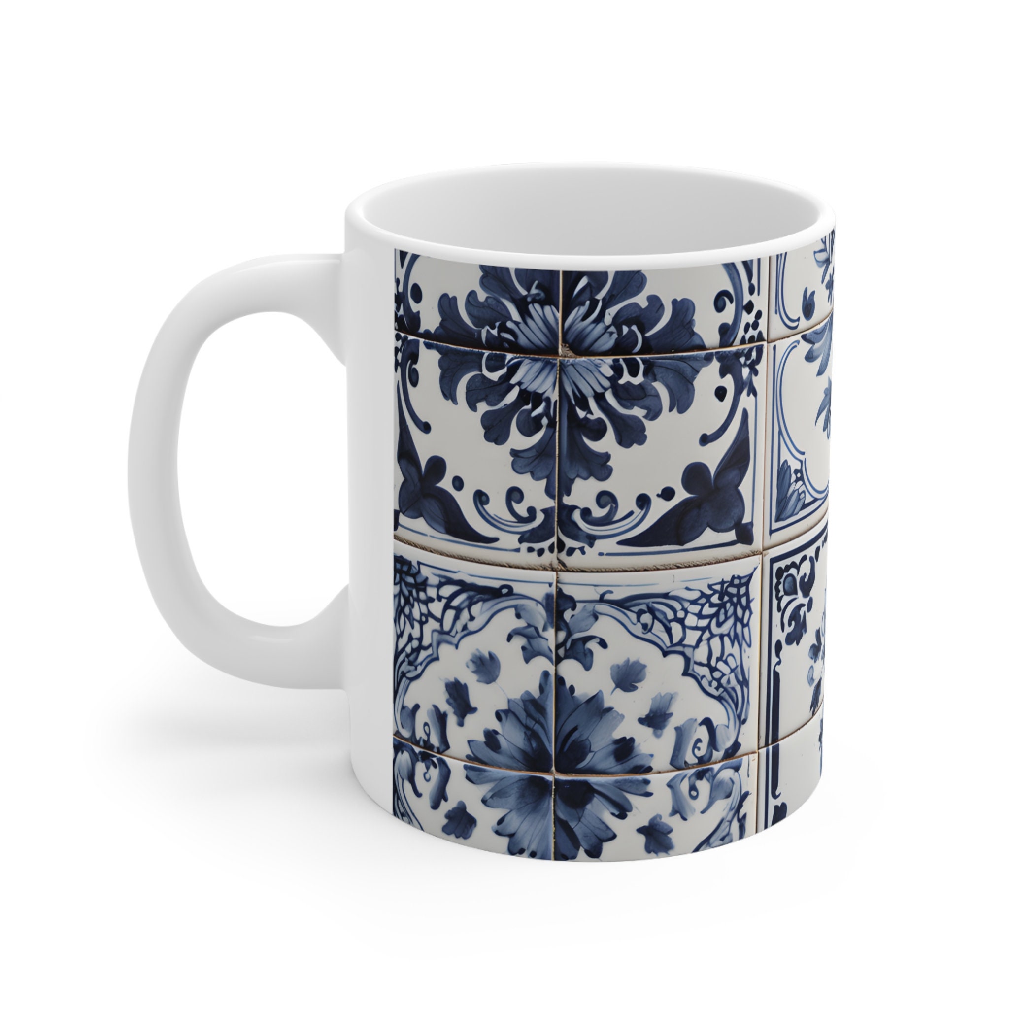 Coffee Mug Antique Tiles Delft Blue Design Dutch Style Delftware ...