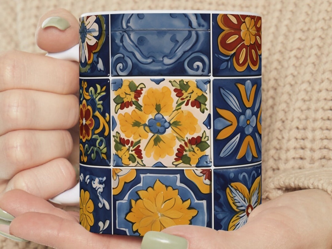 Coffee Mug Mexican Talavera Tile Motif Colorful Designer Gift Mug ...