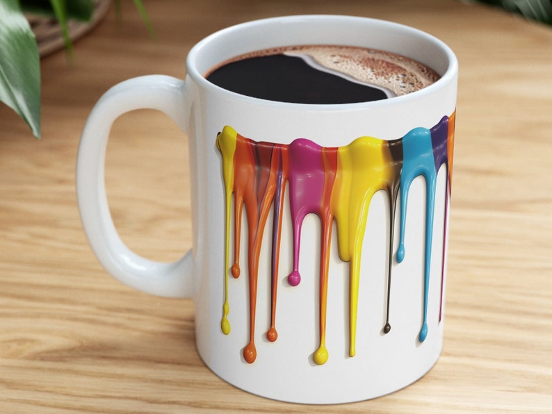 Coffee Mug Dripping Rainbow Paint Colors Designer Mug Gay Pride Gift ...