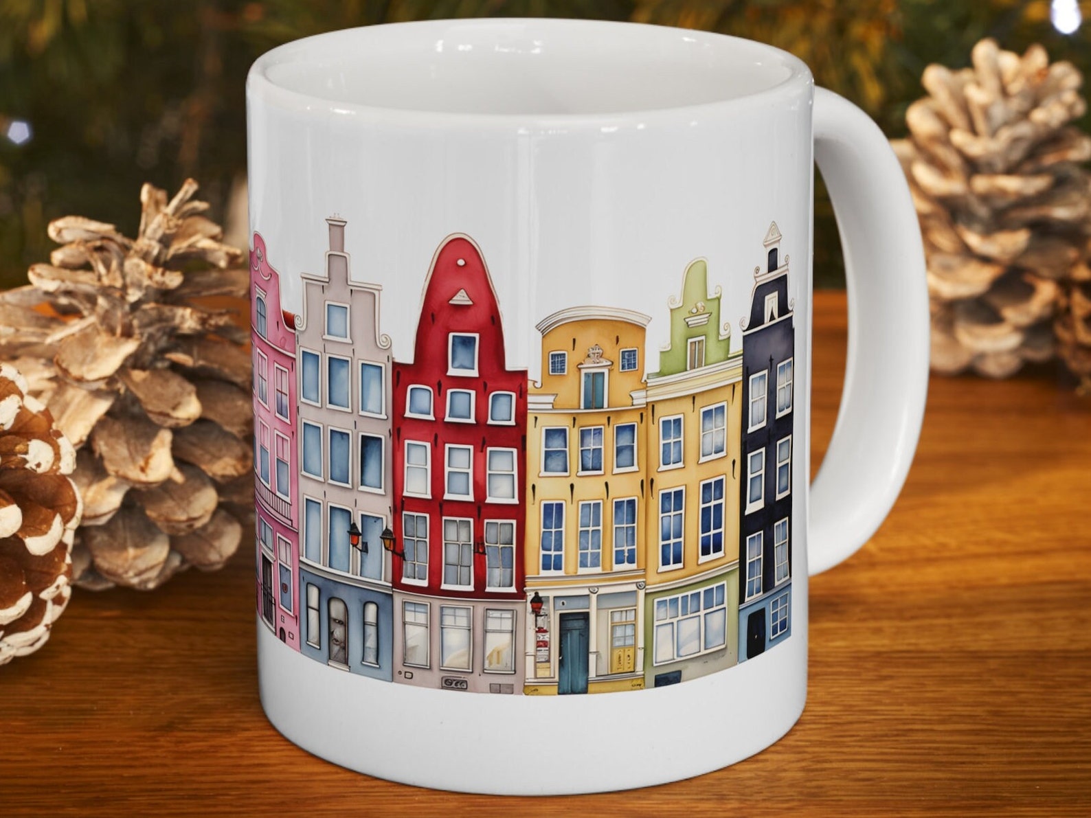 Coffee Mug Amsterdam Canal Houses Pastel Watercolor Designer Gift ...