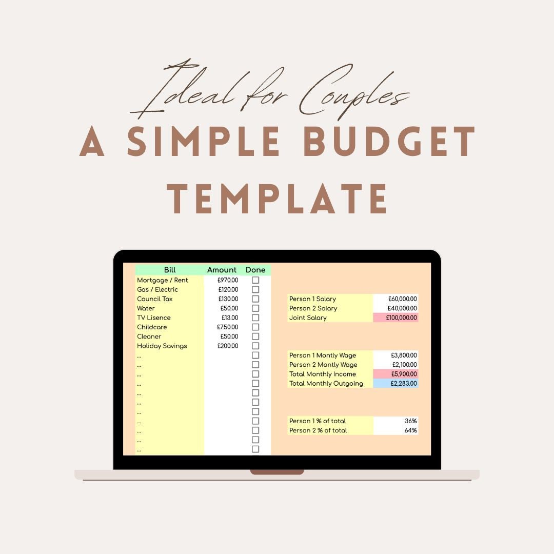 Couples Monthly Budget Planner Household Bills - Etsy
