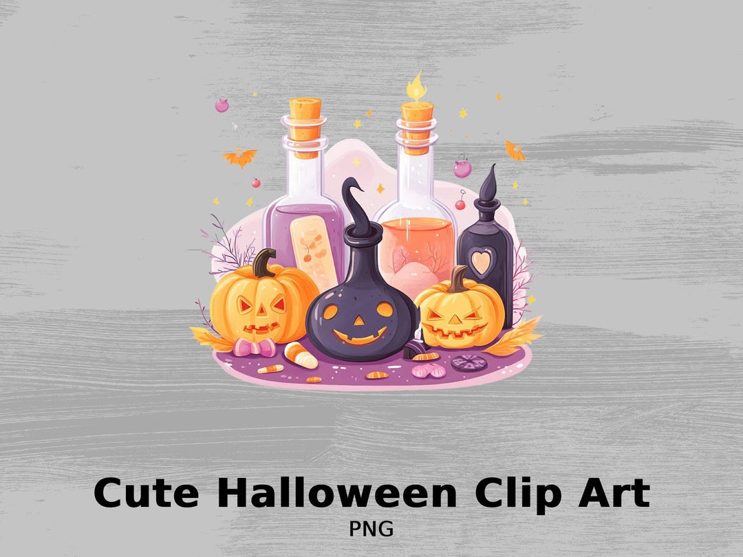 Halloween Potions Clip Art PNG File, Magical Halloween Pumpkins and ...