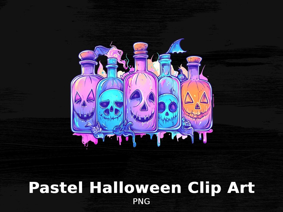 Halloween Clip Art, Spooky Potion Bottles, Digital Download, PNG File ...