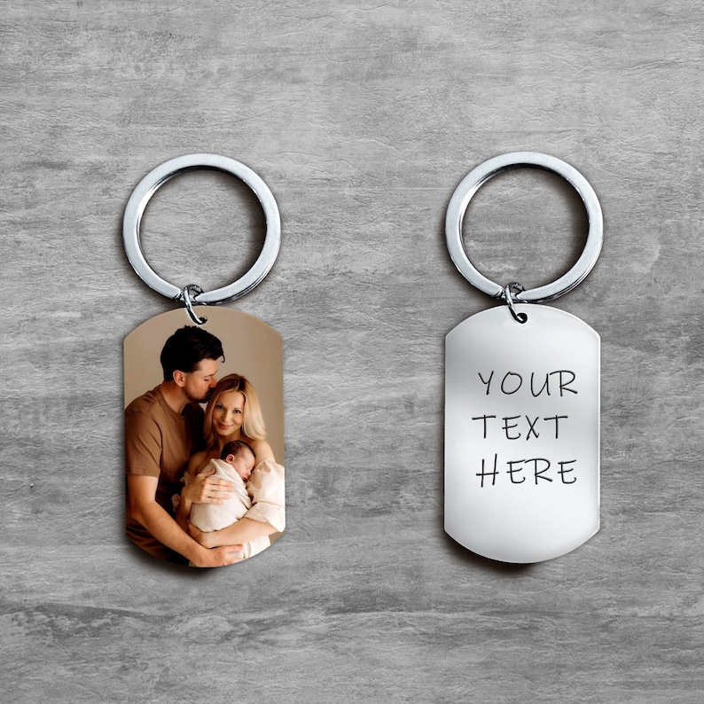Custom Picture Keychain Personalized Text Keychain Doubled - Etsy